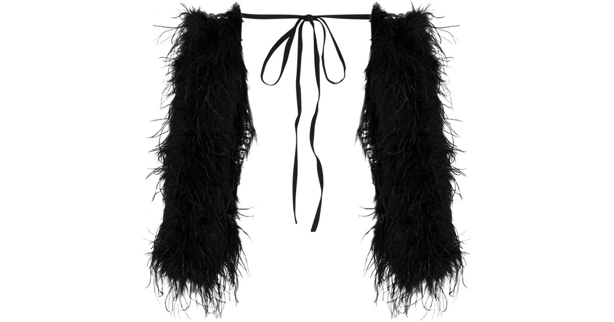 Black Cake Rock N Roll Glam Luxurious Feather Arm Sleeves in Black | Lyst