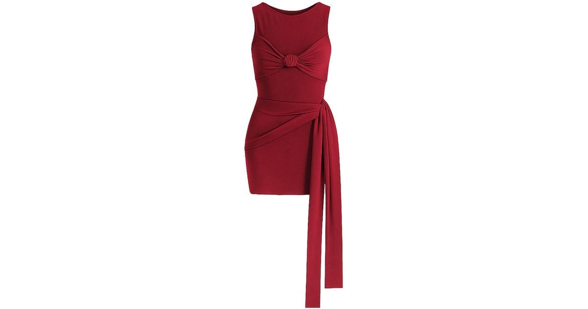 The Gala Clara Burgundy Knot Detail Mini Dress in Red | Lyst UK