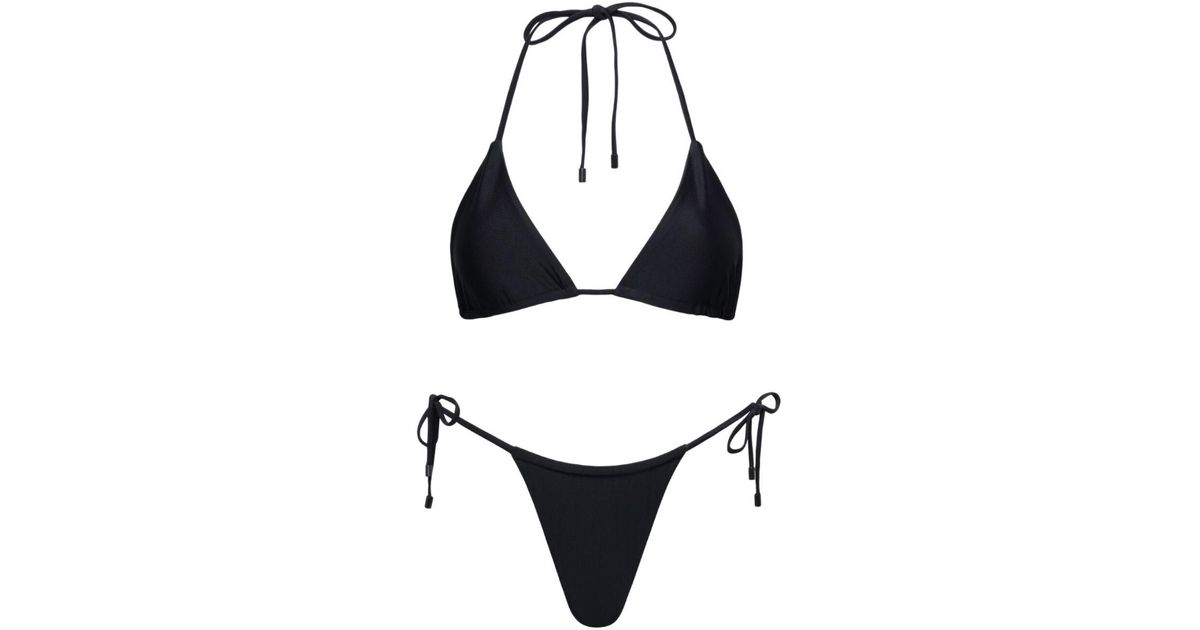 Playaluxe Waikiki Triangle String Bikini Set in Black | Lyst