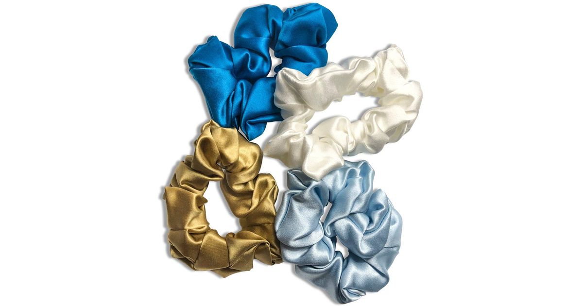 Rakhsh Rakhshi Celeste Silk Scrunchie Set in Blue | Lyst UK