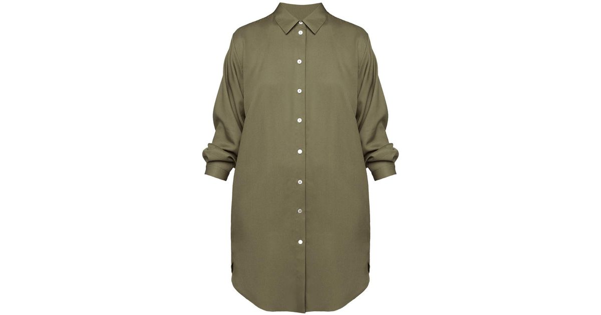 UNDRESS Mira Mini Tencel Shirt Dress in Green | Lyst UK