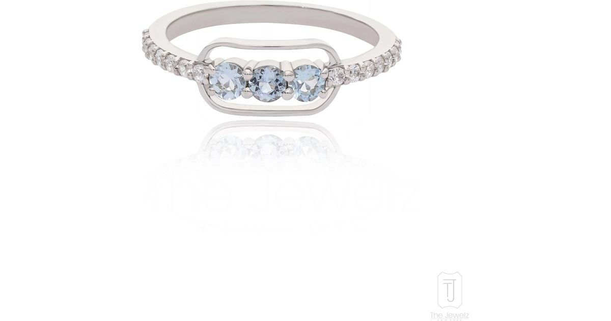 The Jewelz Aqua Innes Triad Ring in White | Lyst