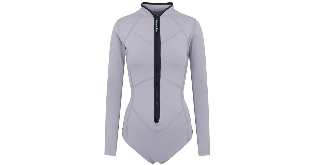 NUMBAT Carla Zipper Swimsuit With Long Sleeves in Blue | Lyst