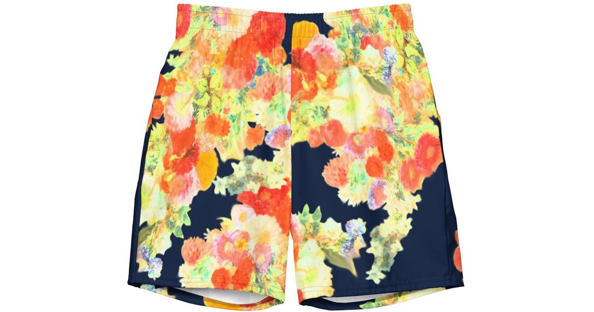 Formula S7 Wonder Of Love Floral Print Swim Trunks in Blue for Men ...