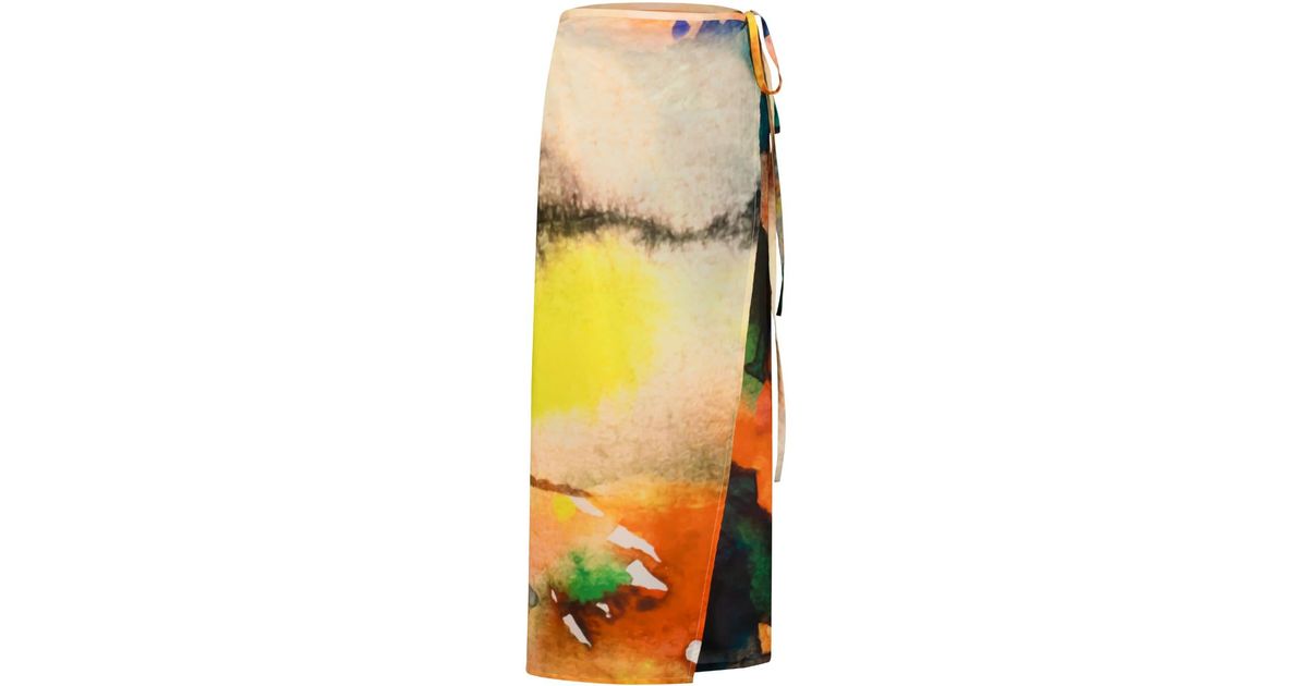 DHARA SHETH DUBAI Enigma Abstract Print Multicolour Wrap Skirt Made ...