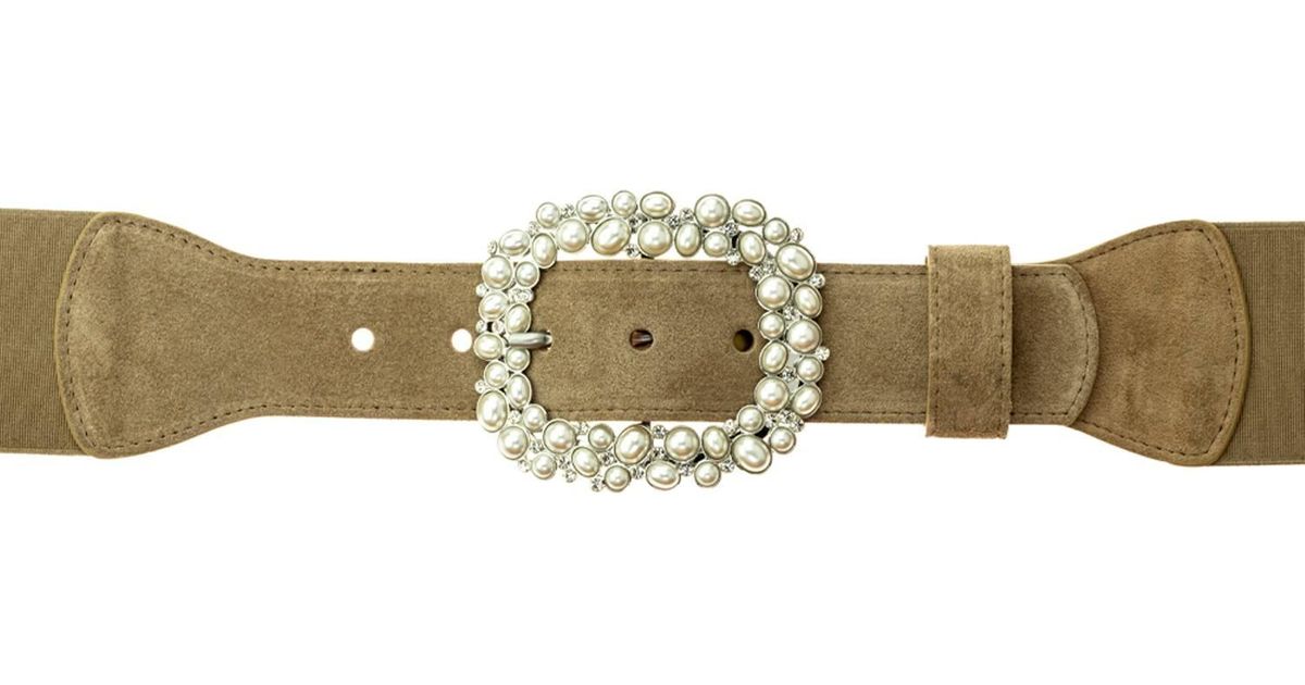 Peachy Belts Ltd Neutrals Wide Mushroom Suede Waist Belt & Detachable ...