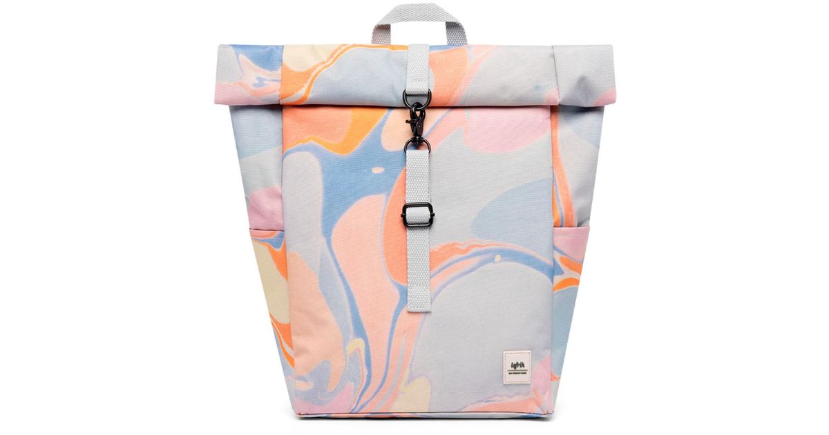 Lefrik Roll Mini Backpack Marble in White | Lyst UK