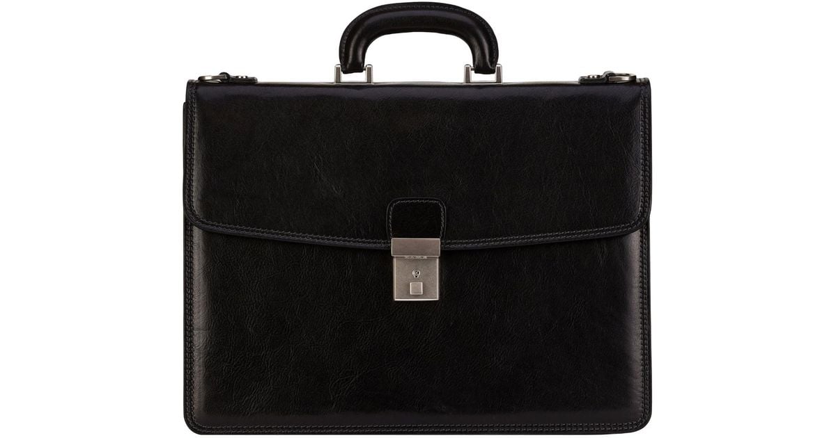 Time Resistance Leather Briefcase in Black for Men | Lyst