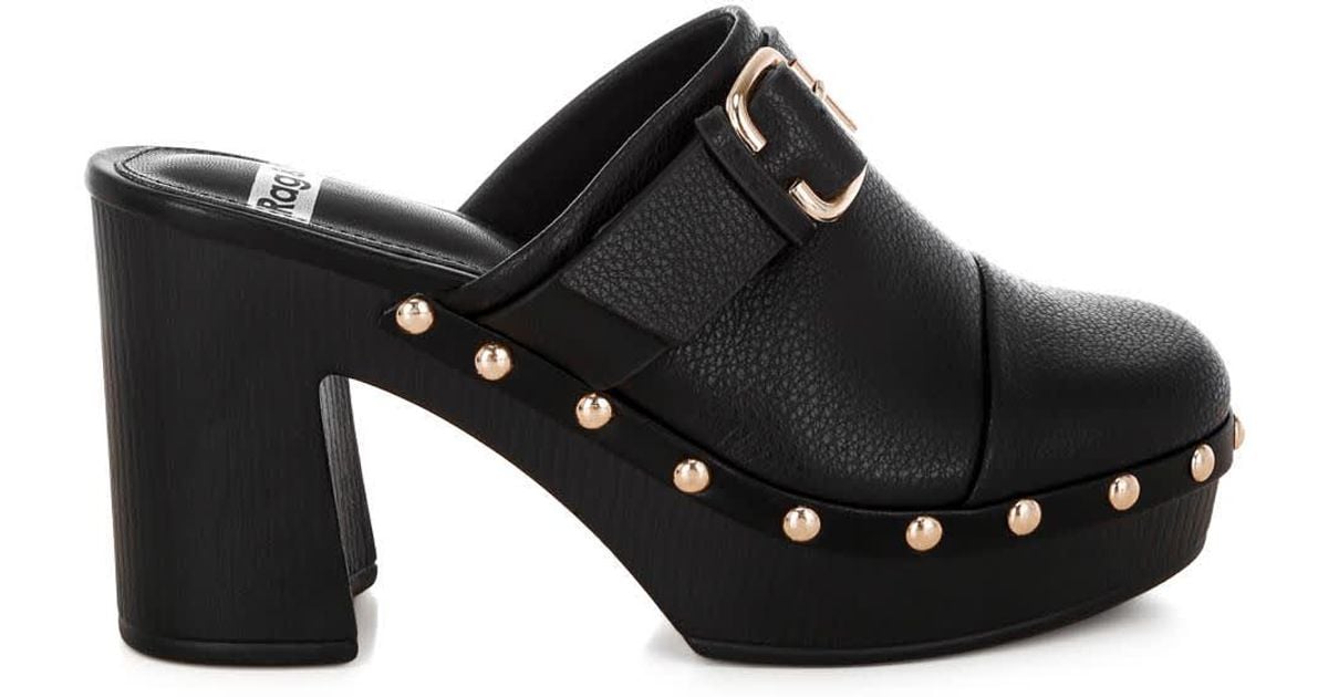 Rag & Co Septim Genuine Leather Studded Clog Heels in Black | Lyst UK