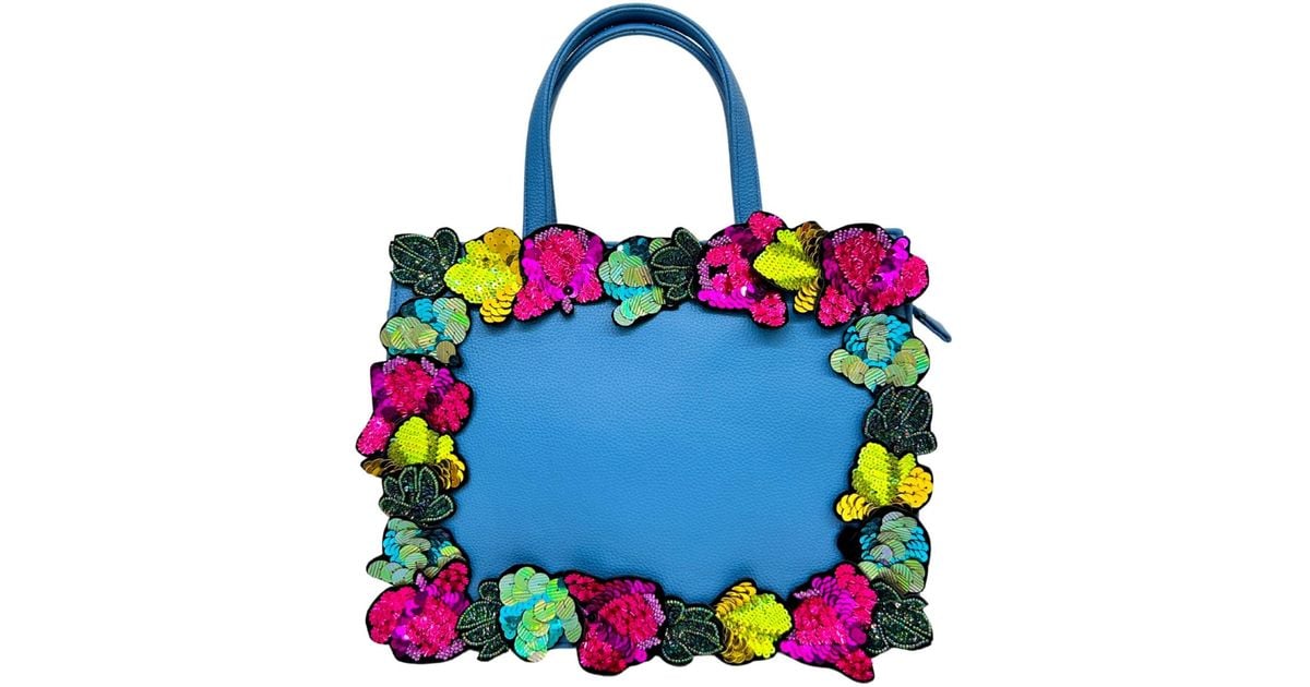 Simitri Valley Of Flowers Tote Bag in Blue | Lyst