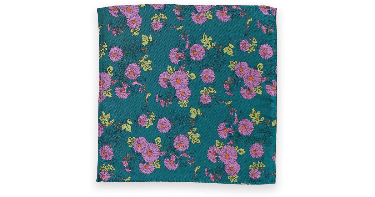 Gresham Blake Daisy Silk Pocket Square in Green for Men | Lyst UK