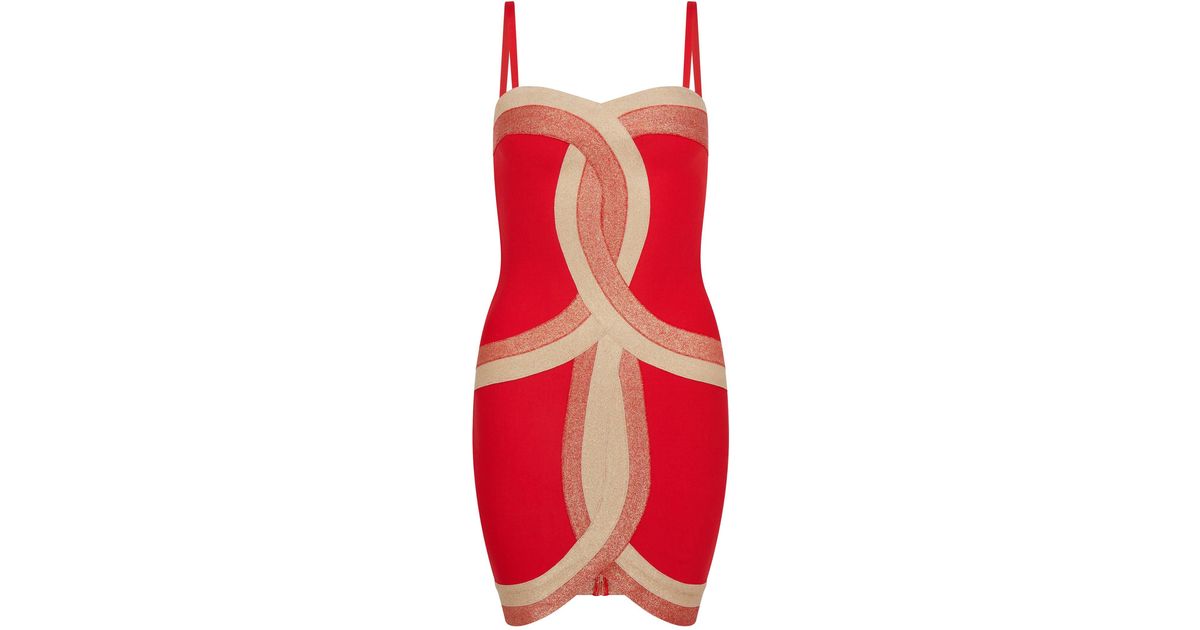 Sour Figs Contrast Panel Bandage Mini Dress in Red | Lyst