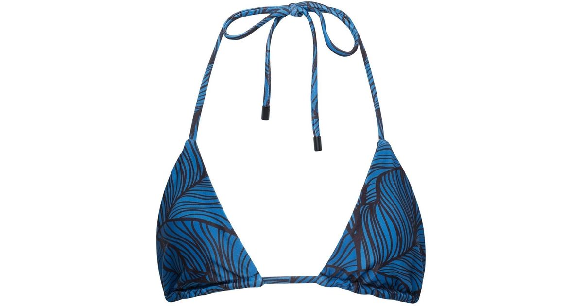 Playaluxe Waikiki Triangle String Bikini Top Leaf in Blue | Lyst UK