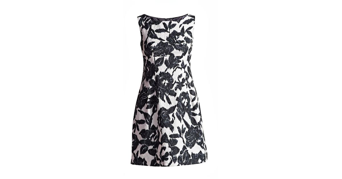 Conquista Floral Empire Line Dress Brocade Fabric In White Lyst