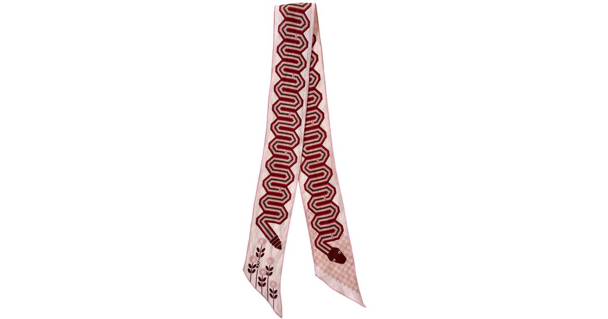 At Home with Ray Summer Eden Linen Ribbon Scarf in Red | Lyst
