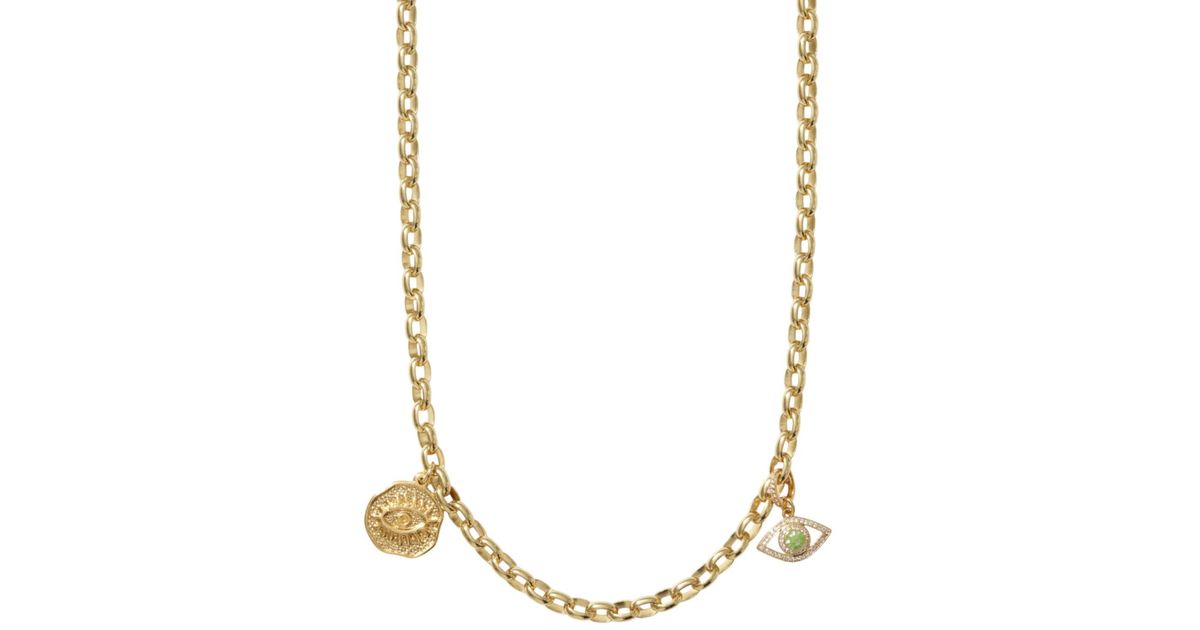 Alexie of Athens Double Vision Evil Eyes Charm Chain in Metallic | Lyst