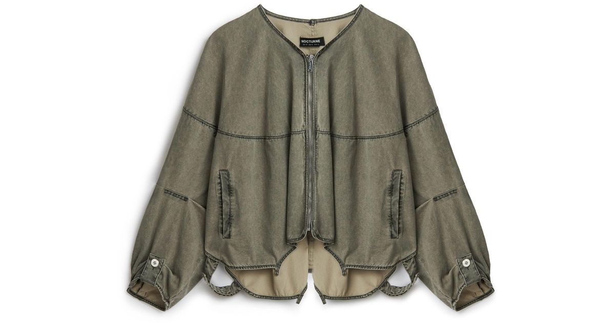 Nocturne Neutrals Asymmetrical Cut Jacket in Green | Lyst