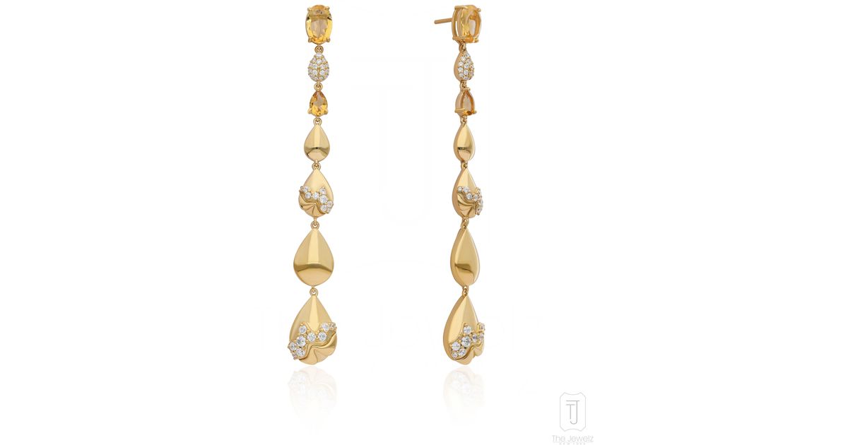 The Jewelz Citrine Amber Chords Danglers Earrings For Gifting in ...