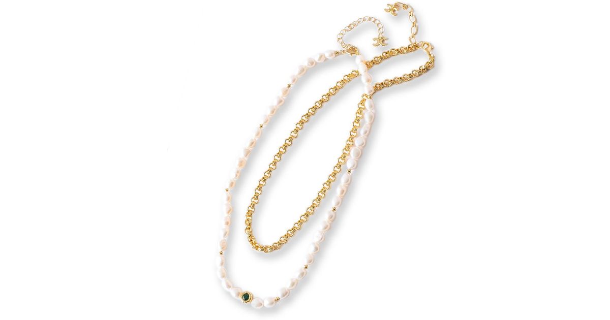 Classicharms Ella Pearl Necklace Set in Metallic | Lyst UK