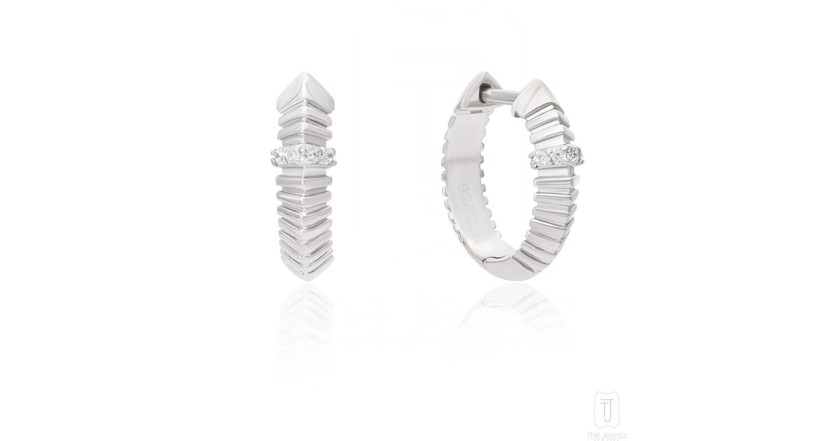 The Jewelz Neutrals Lunar Crest Huggies Earrings For in White for Men ...