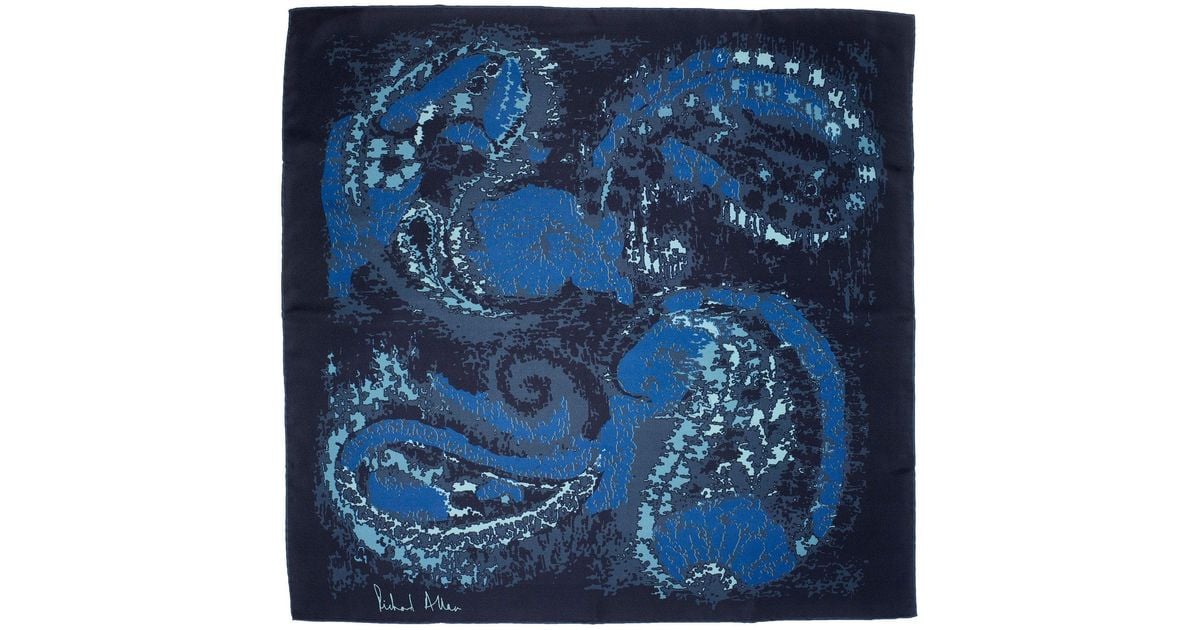 Richard Allan London Illusion Silk Scarf in Blue | Lyst UK