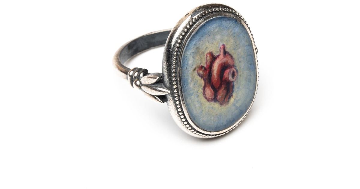 Anatolia Jewelry Anatomical Heart Hand-Painted Sterling Ring & Handmade ...