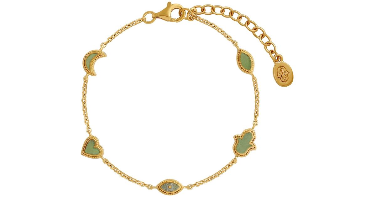 Karma and Luck Celestial Bonds Jade Moon Heart & Evil Eye Bracelet in ...