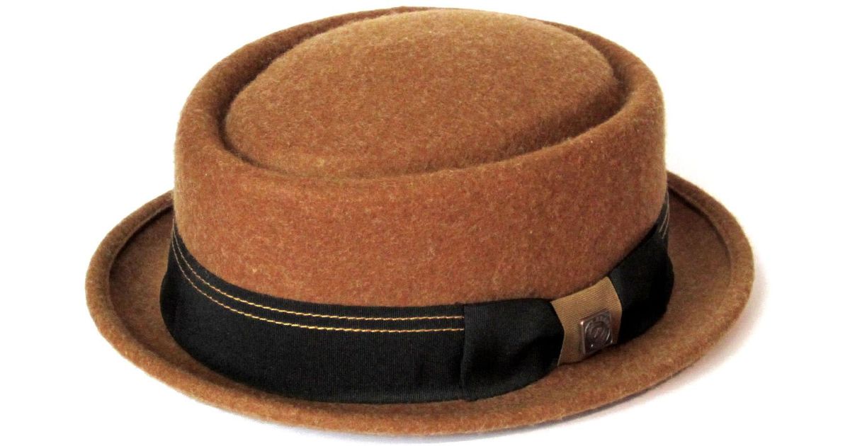 Dasmarca Hats Quintin Camel Felt Oval Crown Porkpie Hat in Brown for ...