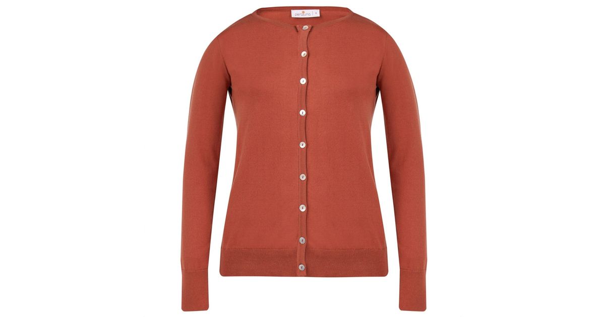 Peraluna Mila O-neck Basic Cotton Cardigan In Tile in Red | Lyst