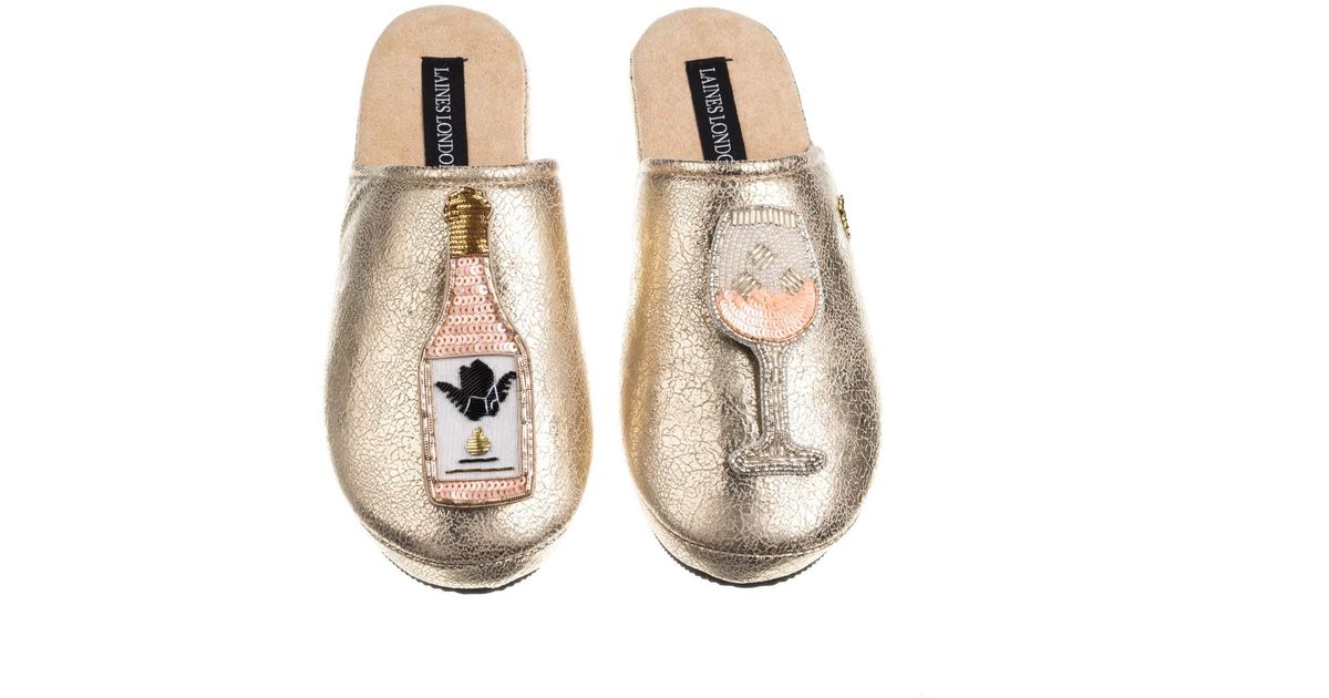 Laines London Softie Slippers With Angelic Rose Wine Brooches in ...