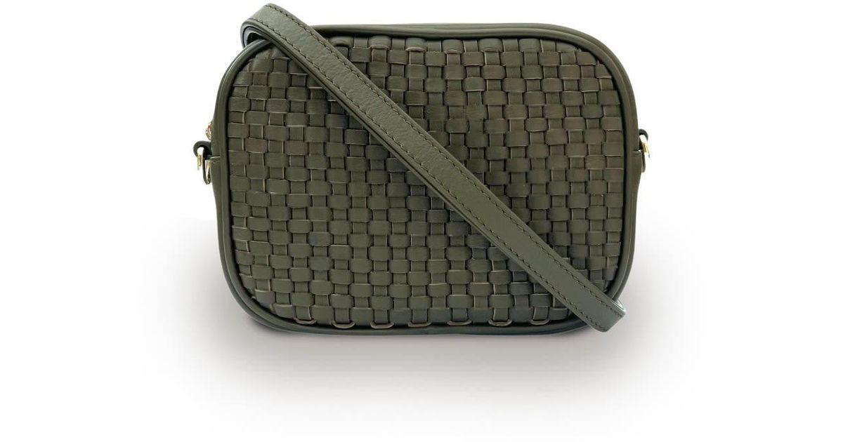 Apatchy London The Penelope Olive Woven Leather Camera Bag in Green | Lyst