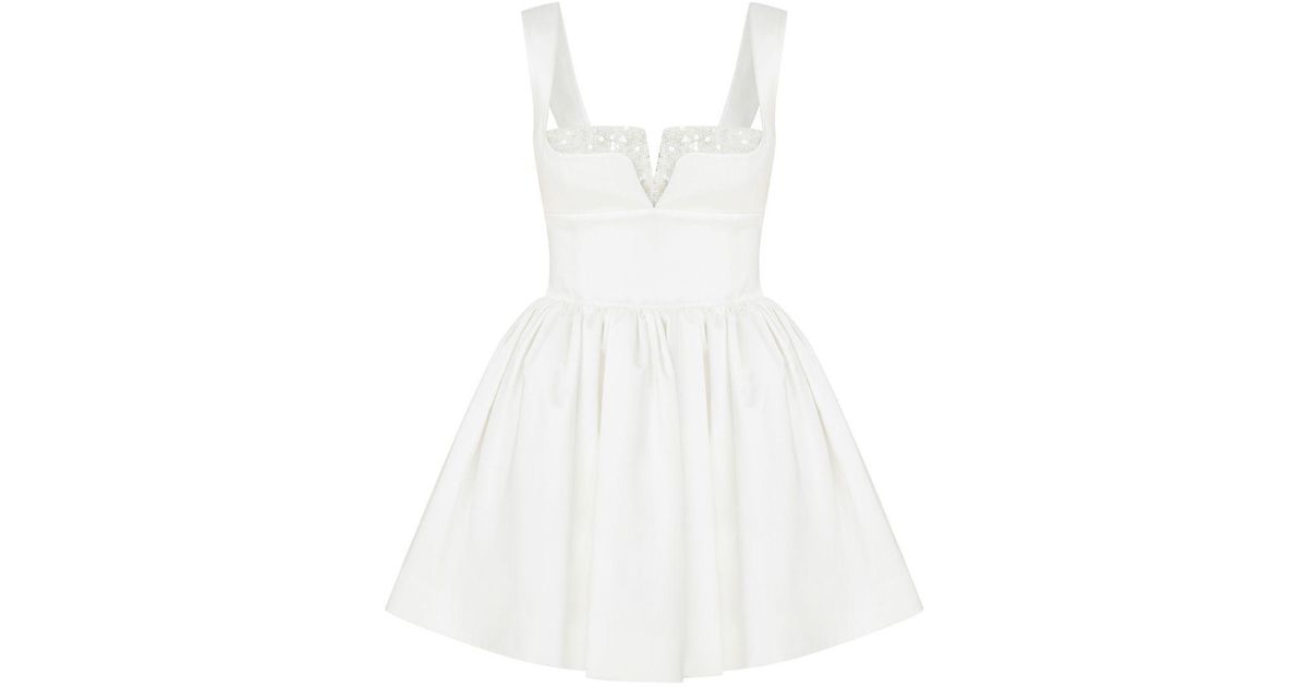NAZLI CEREN Leanne Satin Mini Dress in White | Lyst