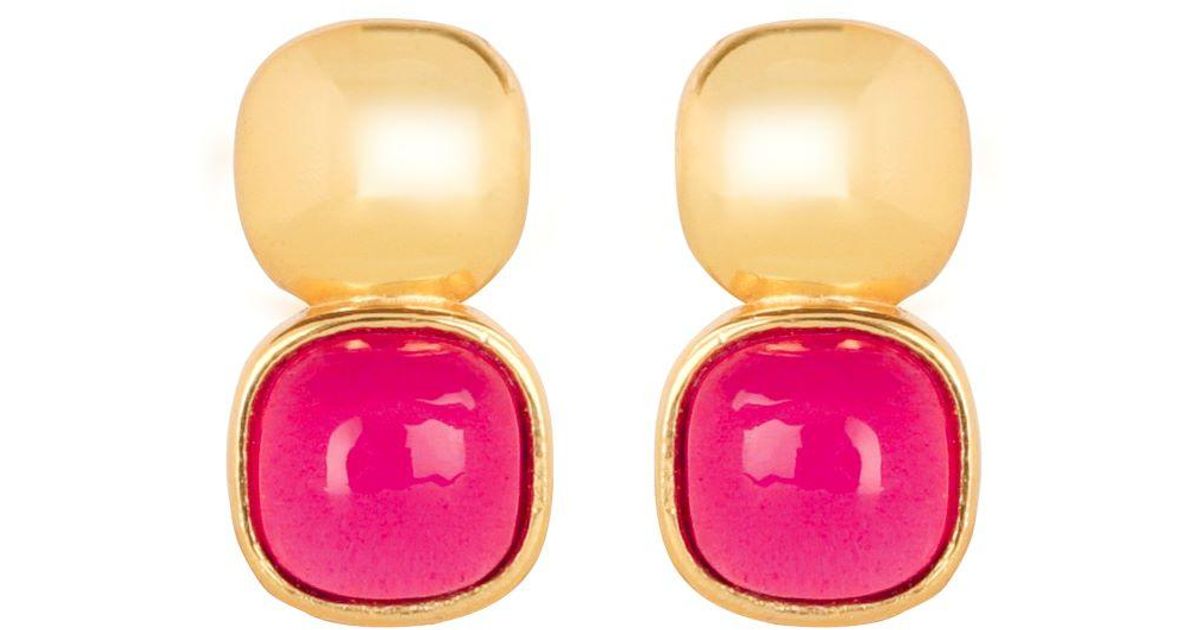 Lila Rasa Glossy & Dazzling Ruby Crystal Stud in Pink | Lyst