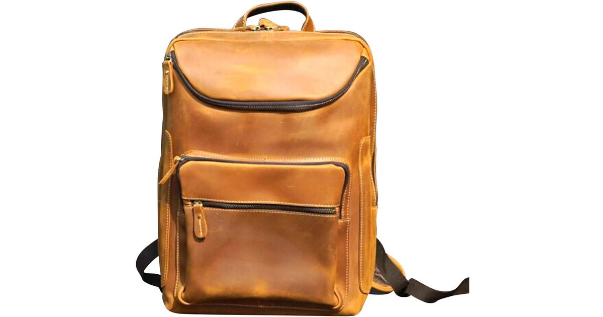 Touri Top Open Leather Backpack in Brown for Men | Lyst