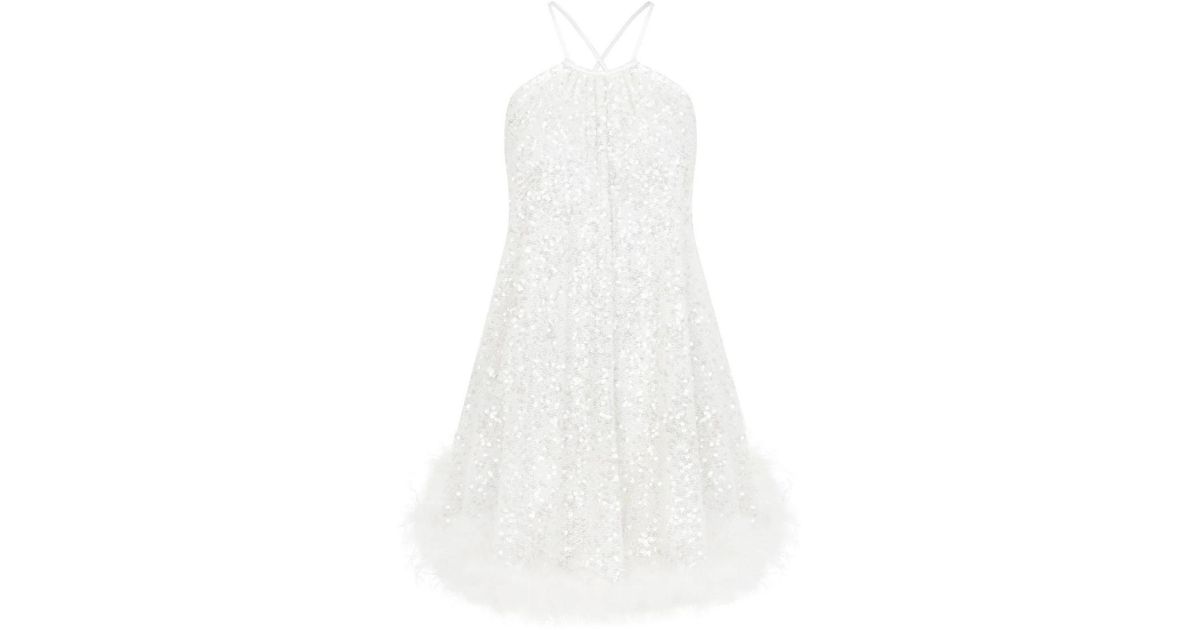 NAZLI CEREN Yvonne Sequin Mini Dress in White | Lyst UK
