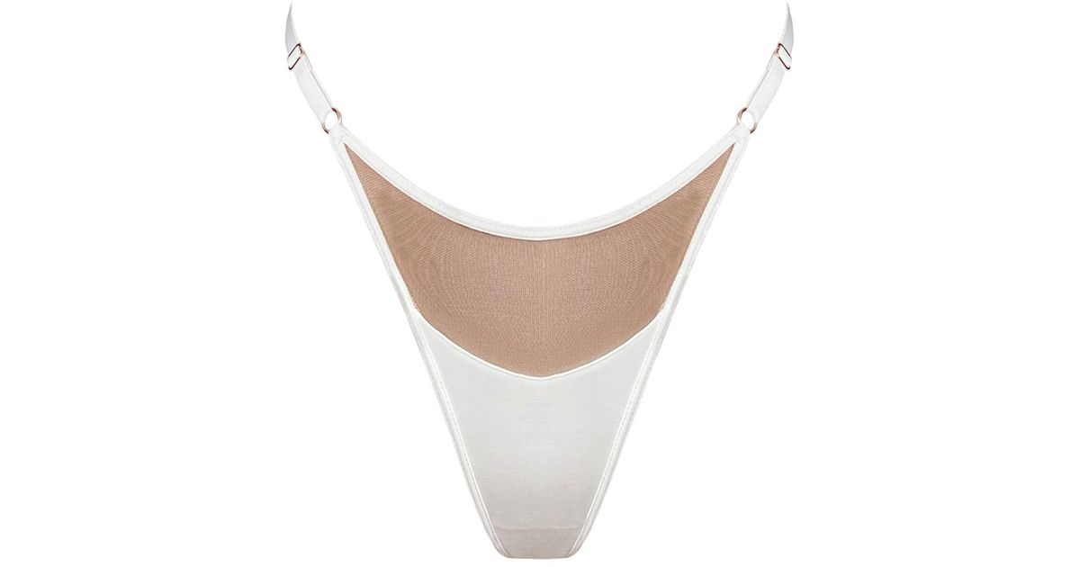MONIQUE MORIN LINGERIE Core Adjustable Thong Crystal in White | Lyst