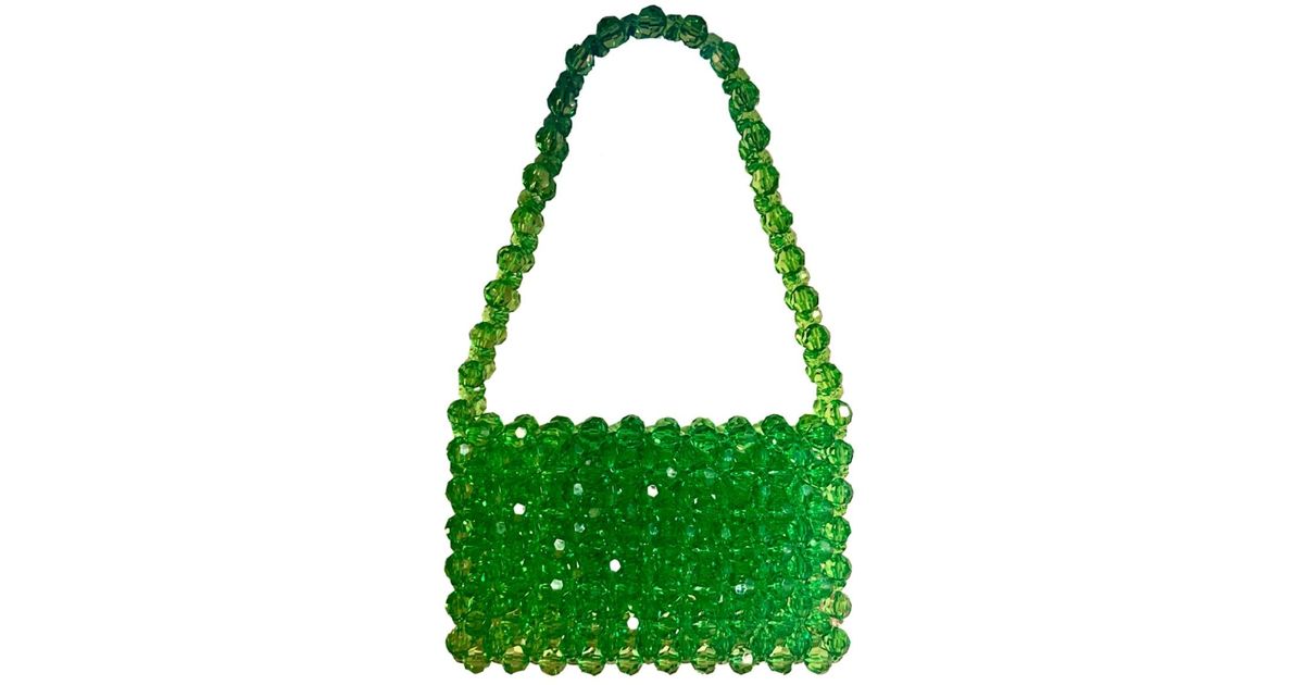 Bead Cult London Bold Beaded Bag Lime in Green | Lyst UK