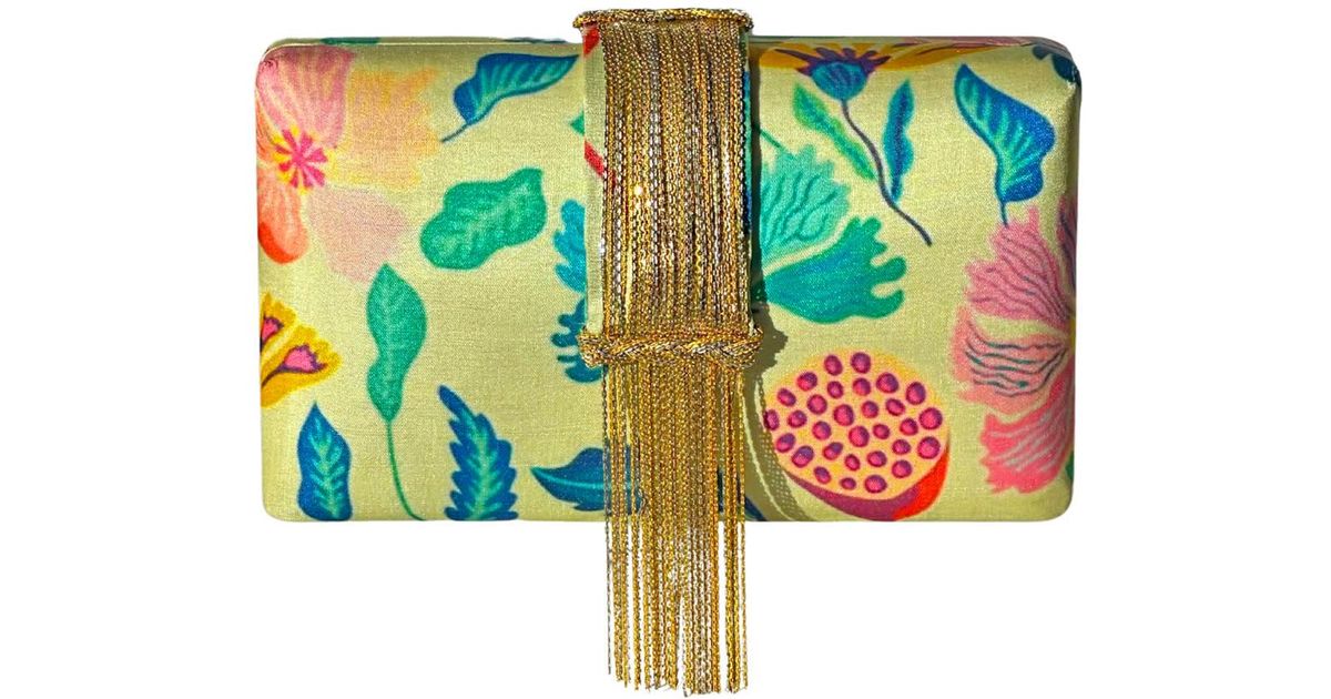 Simitri Valley Fringe Clutch Bag in Blue | Lyst