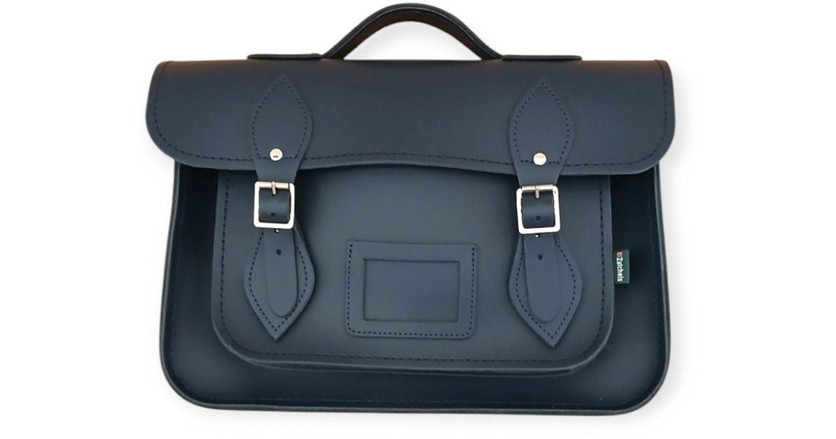 Zatchels Handmade Leather Satchel 13 Inch in Blue | Lyst