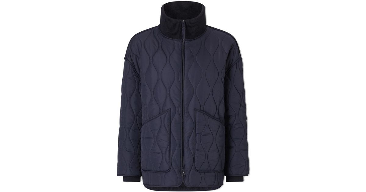 Kaldtvaer Quilted Jacket With Wool Tweed Back in Blue | Lyst