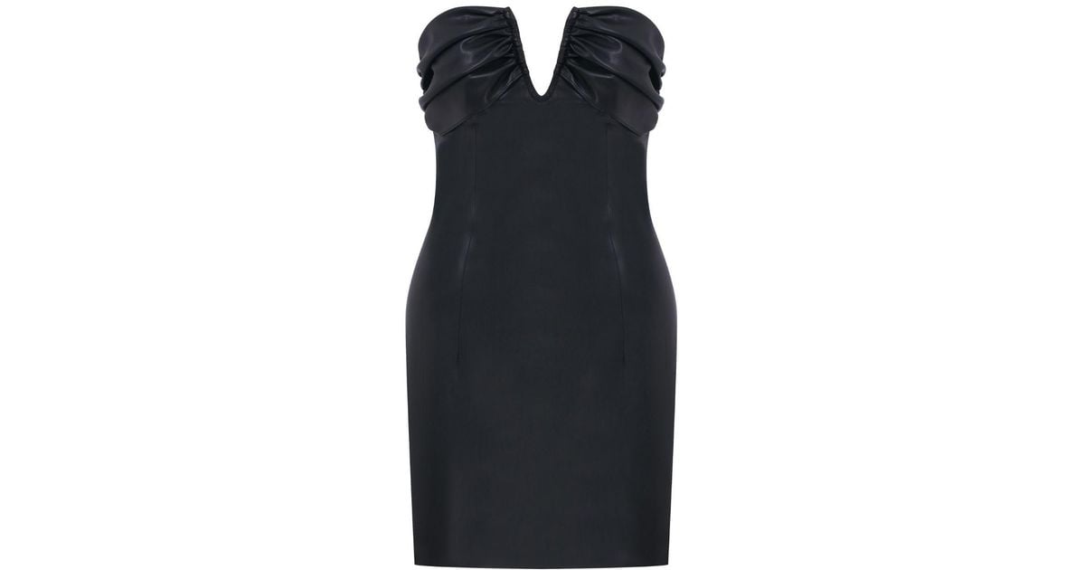 NAZLI CEREN Miora Mini Leather Dress in Black | Lyst
