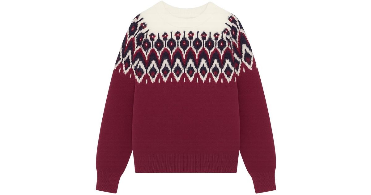 Yumi' Burgundy Fair Isle Relaxed Fit Knitted Jumper in Red | Lyst UK