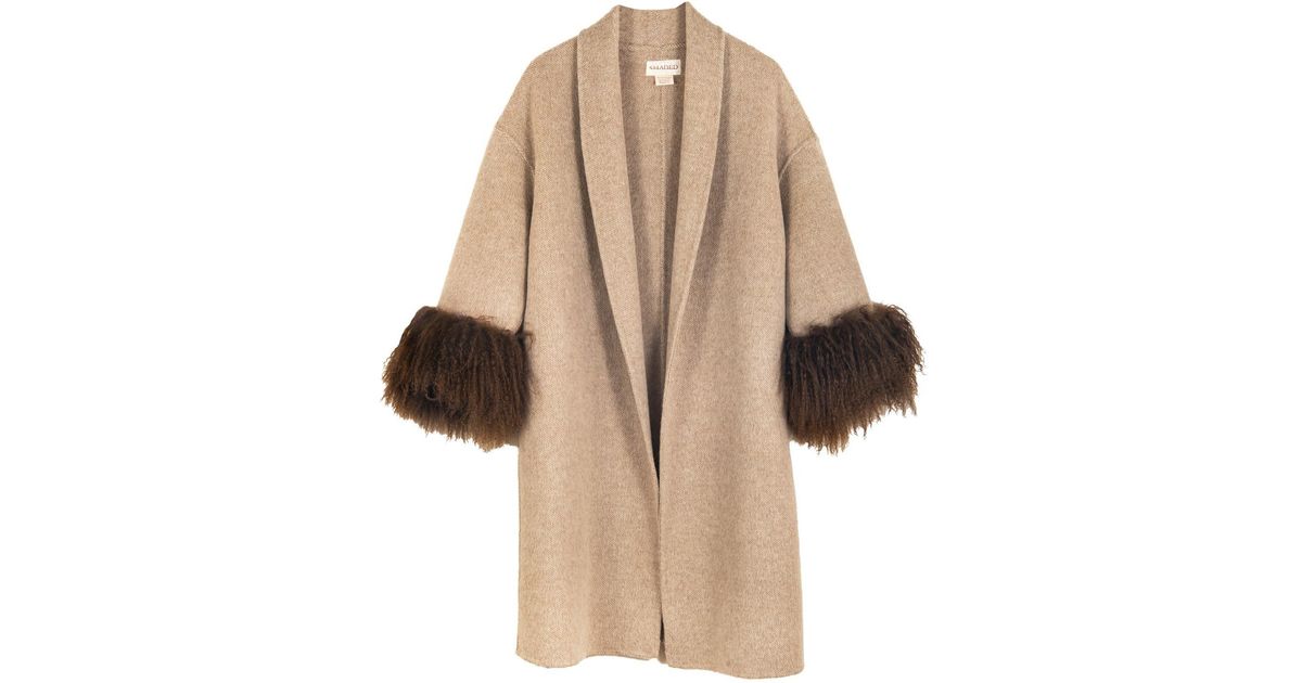 Shaded the Label Neutrals The Perran Camel Wool & Mongolian Shearling ...