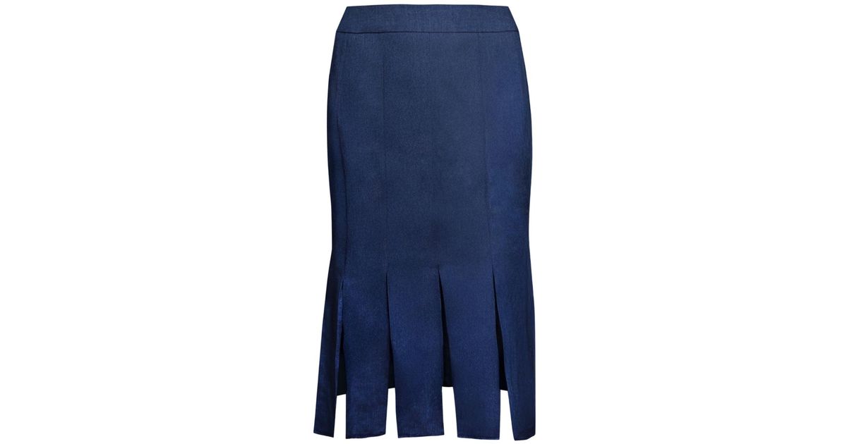Madebyza Denim Structured Skirt With Architectural Pleats in Blue | Lyst UK