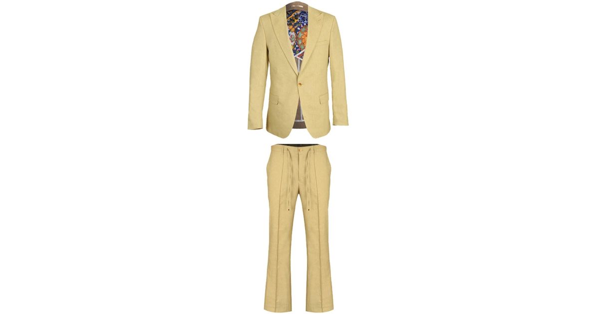 DAVID WEJ Neutrals Hugo Linen Single Breasted Suit in Metallic for Men ...