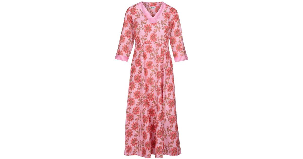 At Last Cotton Rhonda Midi Dress in Pink | Lyst
