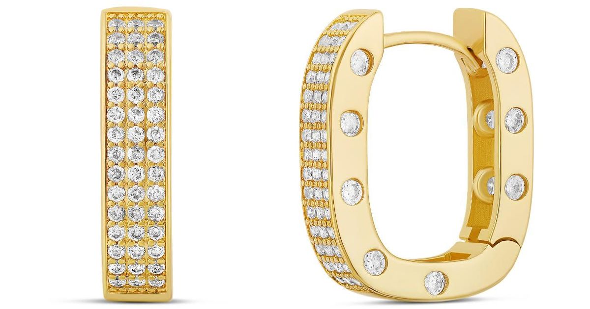 SHYMI Chunky Pave Horseshoe Hoops in Metallic | Lyst UK