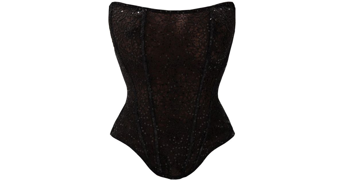 La Musa Stardust Lace Corset In Black Lyst 8055