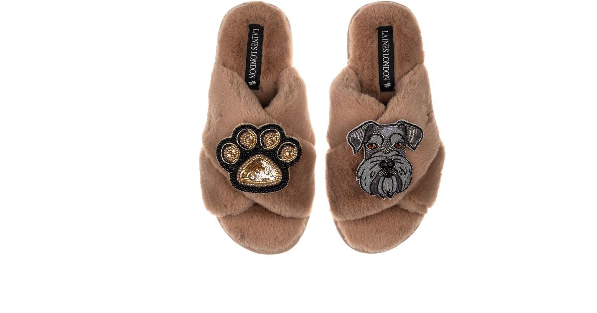 Laines London Neutrals Classic Laines Slippers With Ernie The Schnauzer ...