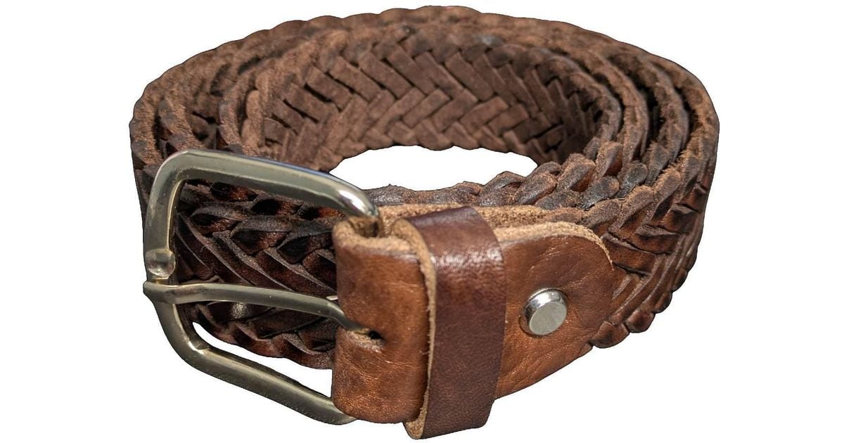 Berber Leather Braided Leather Belt in Brown | Lyst